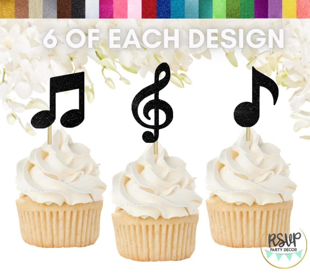 18 PCS Music Cupcake Topper Set, Music Party Decorations, Dance ...