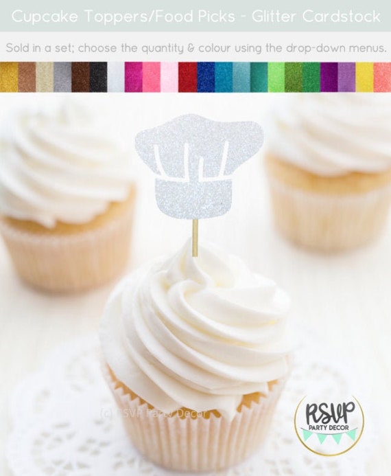 Chef Hat Cupcake Toppers, Cooking Graduation Party Decor, Chef ...