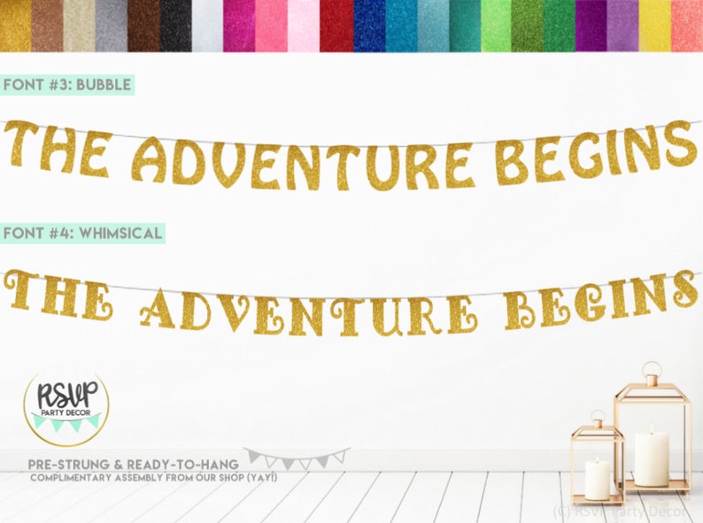 The Adventure Begins Banner, Baby Shower Banner, Engagement Banner ...