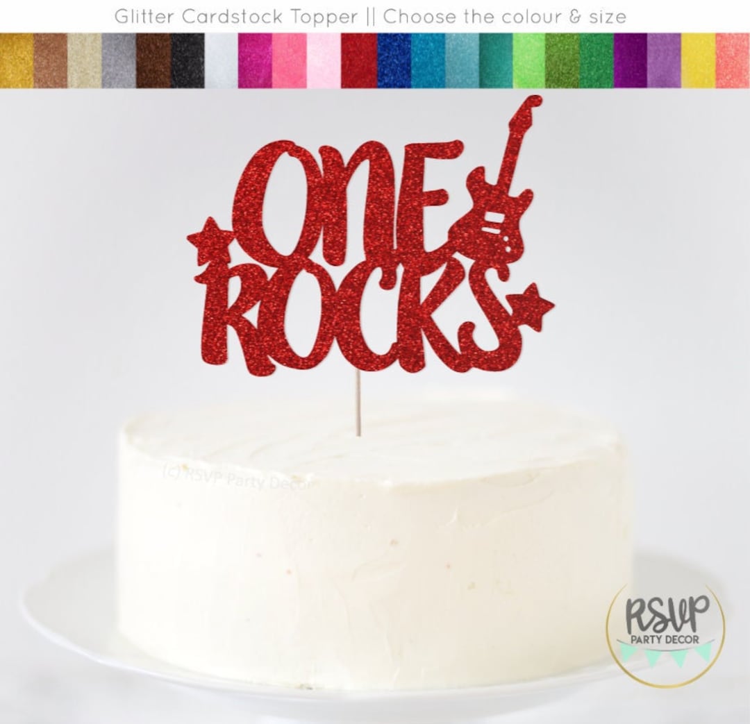 One Rocks Cake Topper, Rockstar 1st Birthday Cake Topper, Rock N' Roll ...