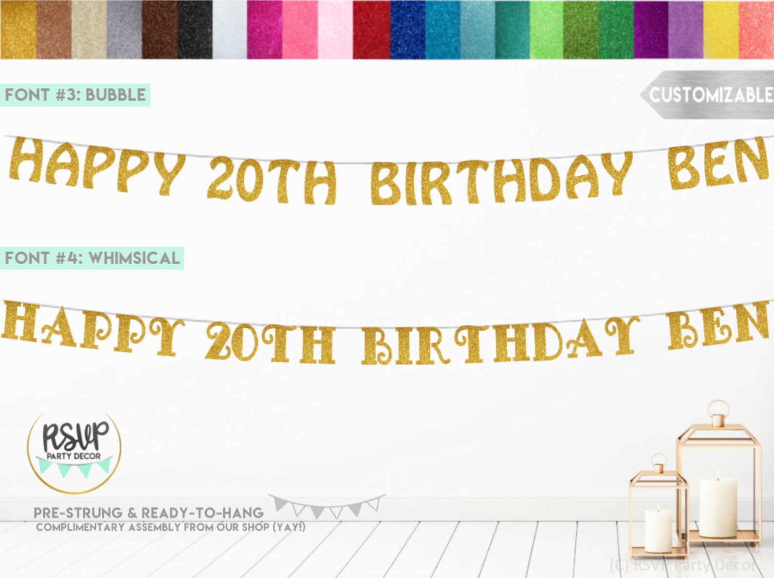 Custom Happy 20th Birthday Banner, 20th Birthday Party Decorations, 20 ...