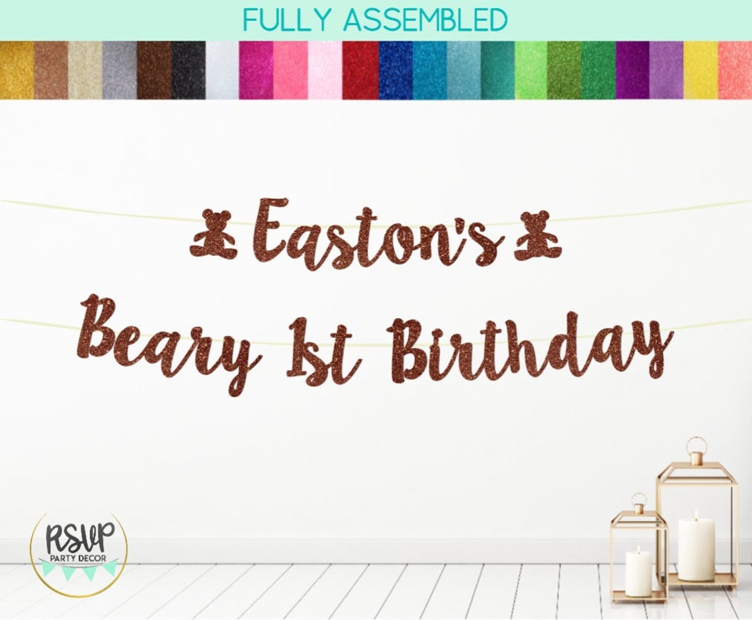 Custom Beary 1st Birthday Banner, Teddy Bear 1st Birthday Bunting, Bear ...