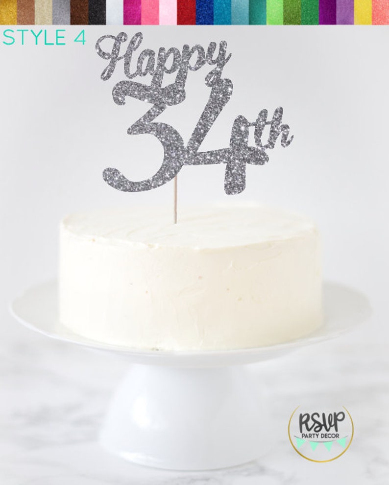 Thirty Four Cake Topper 34 Cake Topper Thirtyfour Cake - Etsy