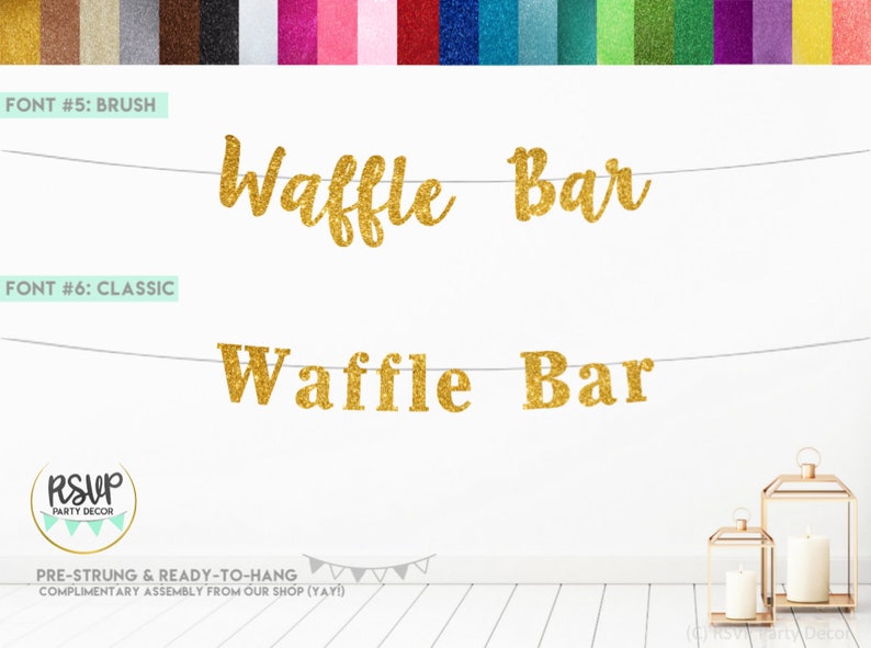 Waffle Bar Banner Glitter Waffle Bar Sign Waffle Station - Etsy