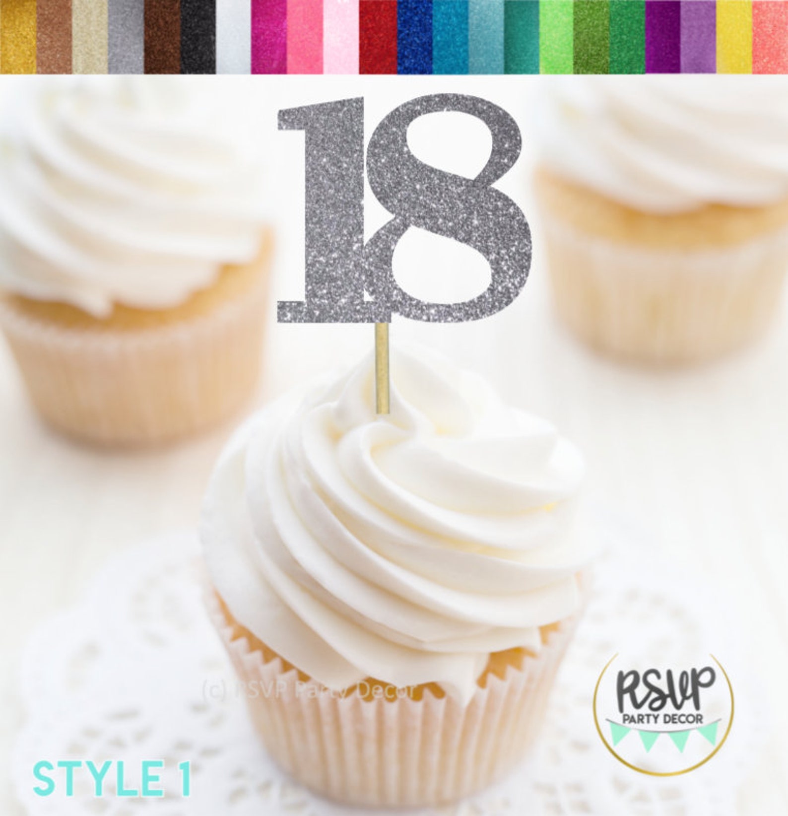 Number 18 Cupcake Toppers, Eighteen Food Picks, 18th Birthday ...