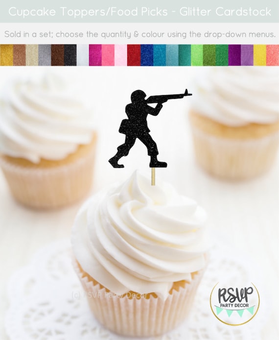 Army Man Cupcake Toppers, Army Party Decorations, Military Party Decor ...