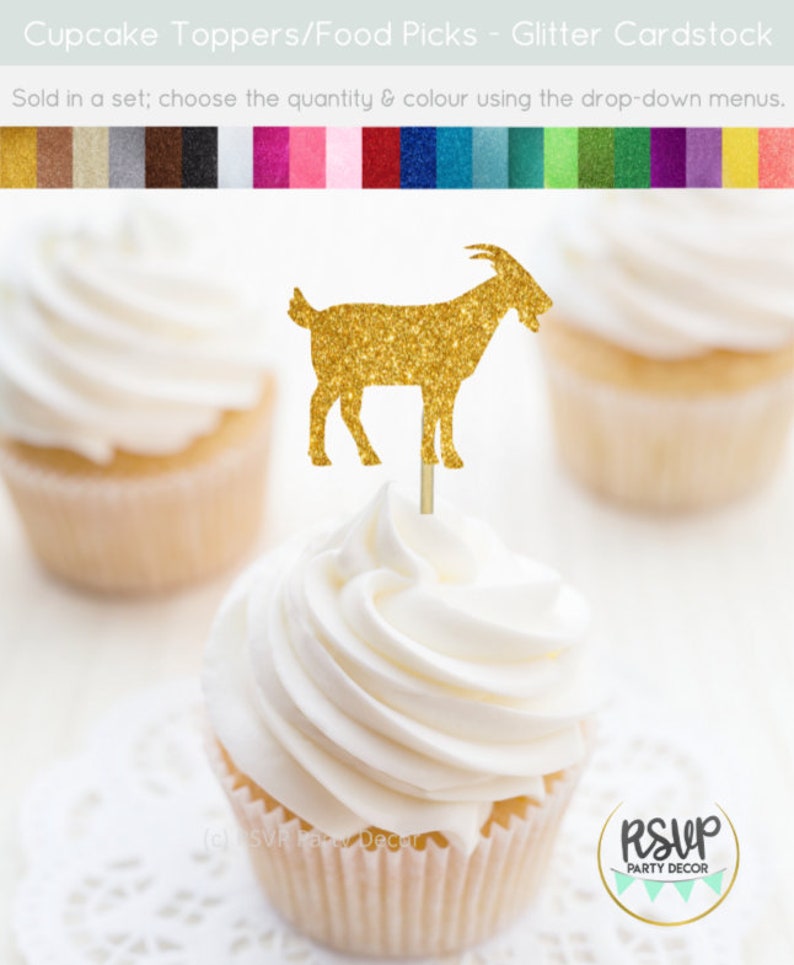 Goat Cupcake Toppers Goat Party Decor Farm Food Picks Farm | Etsy