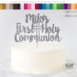 Custom First Holy Communion Cake Topper With Cross, Personalized ...