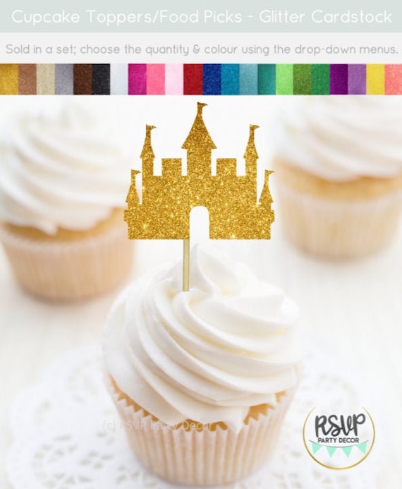 Castle Cupcake Toppers, Glitter Castle Food Picks, Princess Party ...