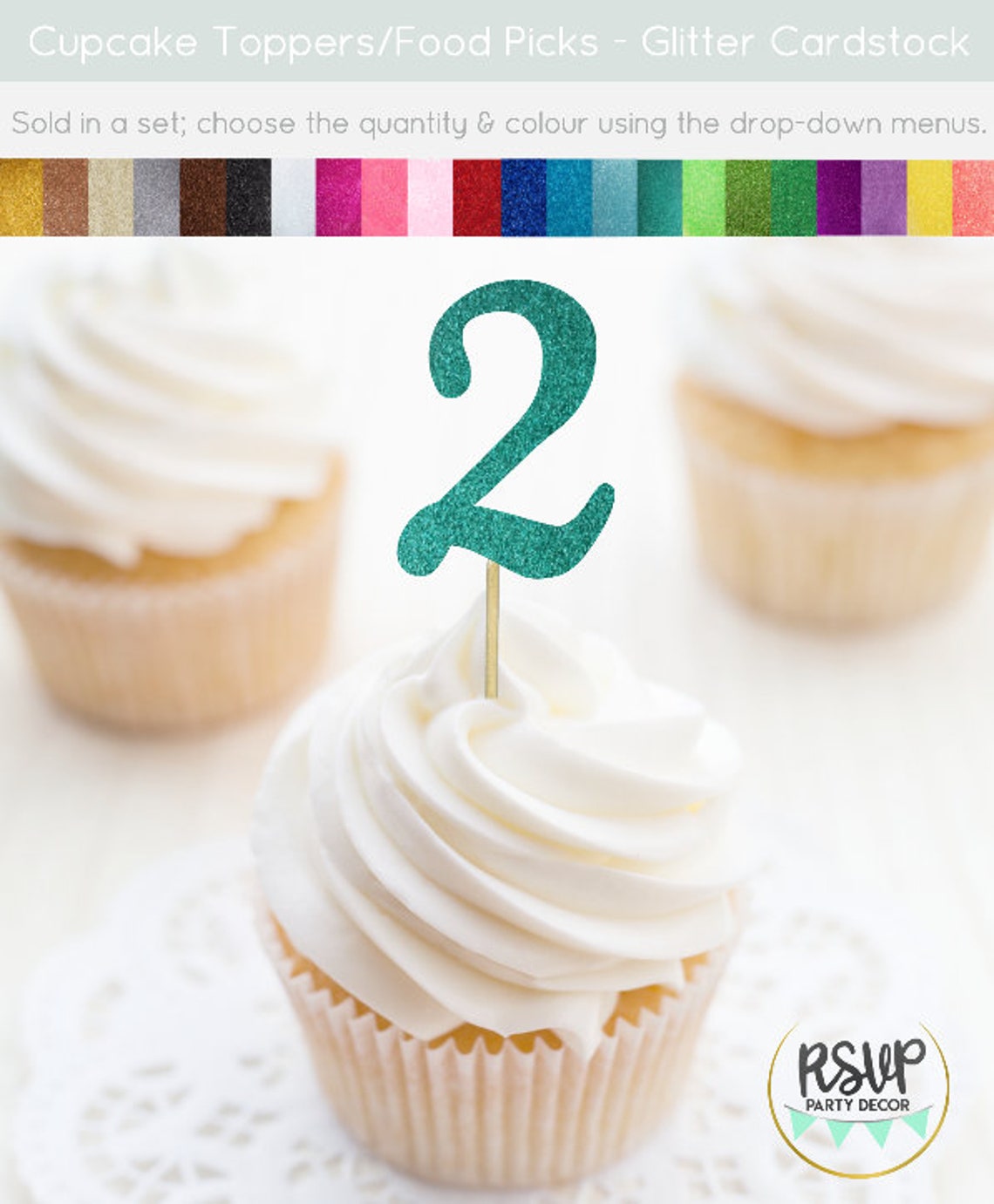 2 Cupcake Toppers, Two Food Picks, Two Cupcake Toppers, 2nd Birthday ...