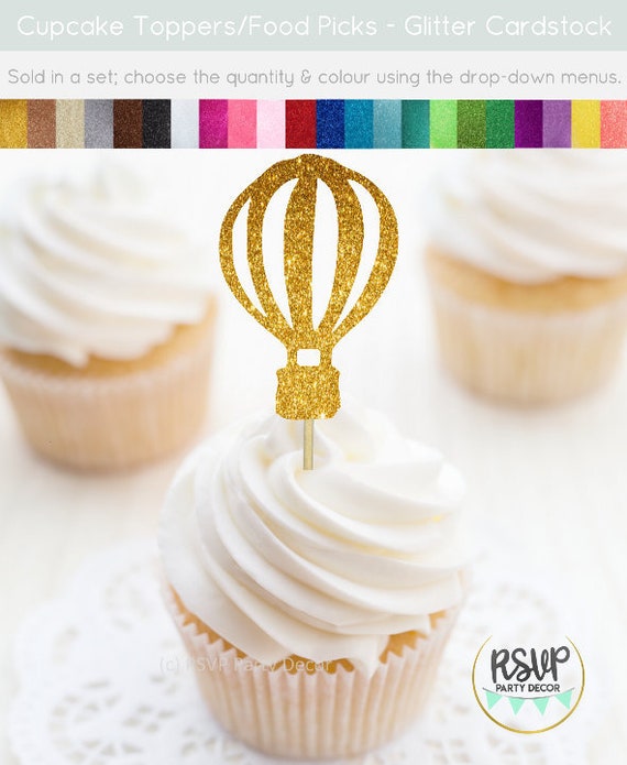 Hot Air Balloon Cupcake Toppers Glitter Hot Air Balloons Up Etsy Canada