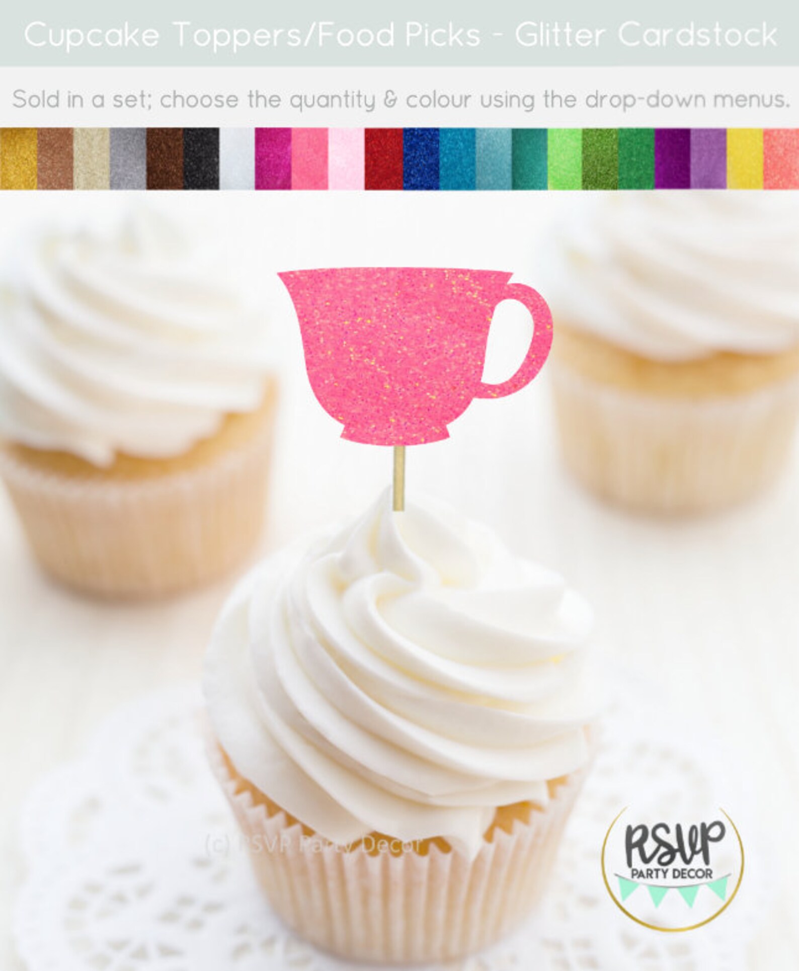 Teacup Cupcake Toppers Tea Cup Food Picks Tea for Two Party - Etsy