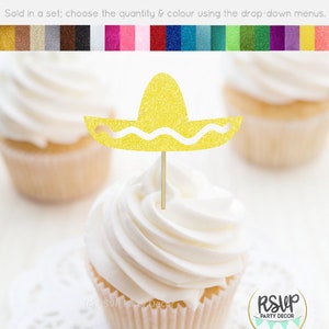 Sombrero Cupcake Toppers, Sombrero Food Picks, Fiesta Cupcake Toppers ...