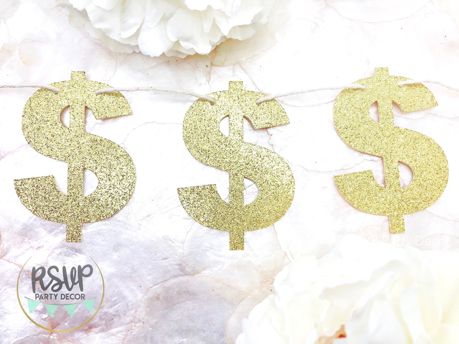 Dollar Sign Garland Glitter Money Banner Casino Party - Etsy