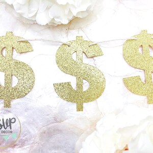 Dollar Sign Garland, Glitter Money Banner, Casino Party Decorations ...