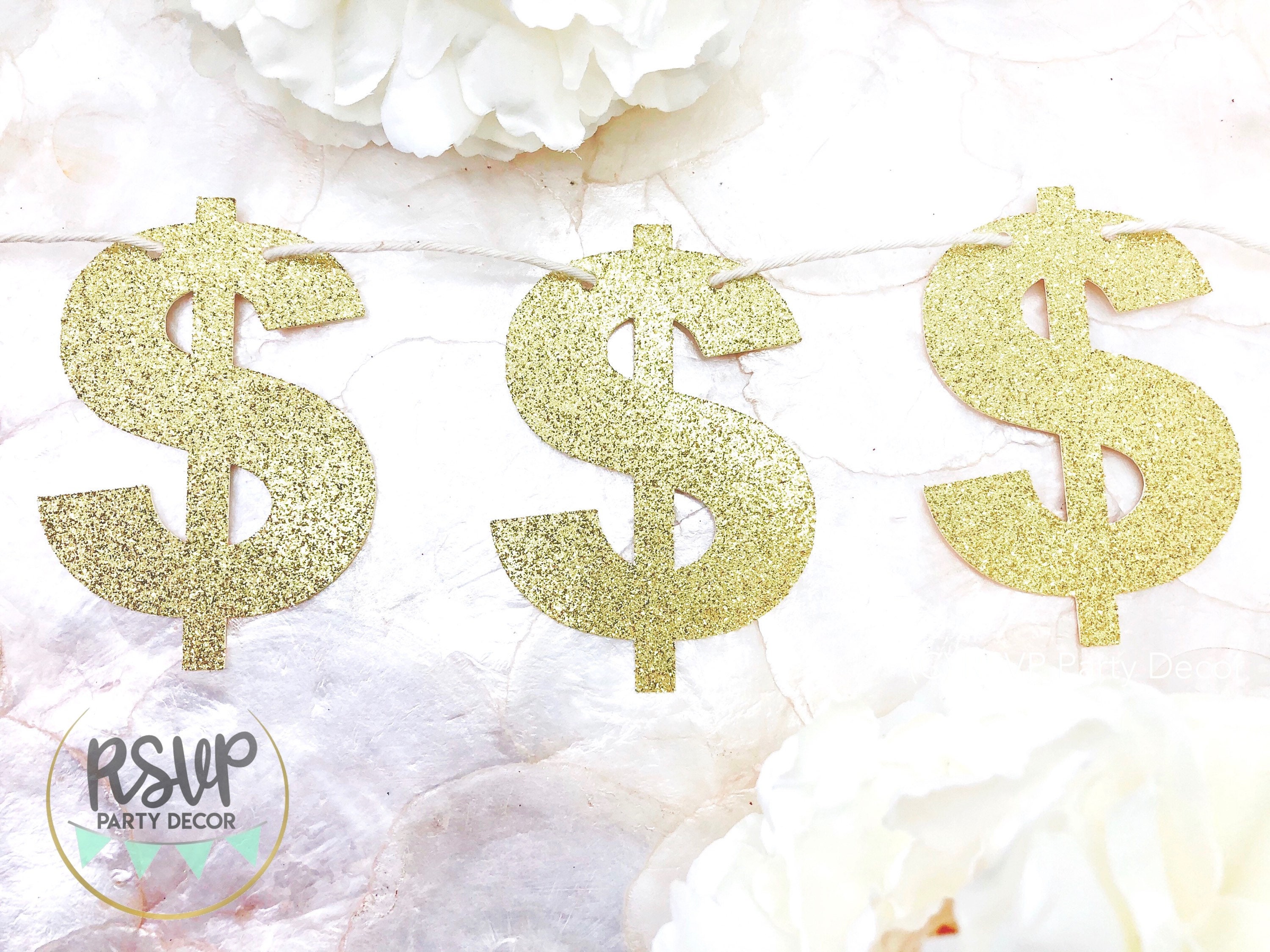 Dollar Sign Garland Glitter Money Banner Casino Party - Etsy