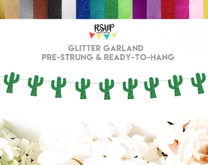 Cactus Garland, Cactus Banner, Cactus Bunting, Glitter Cactus, Cactus ...