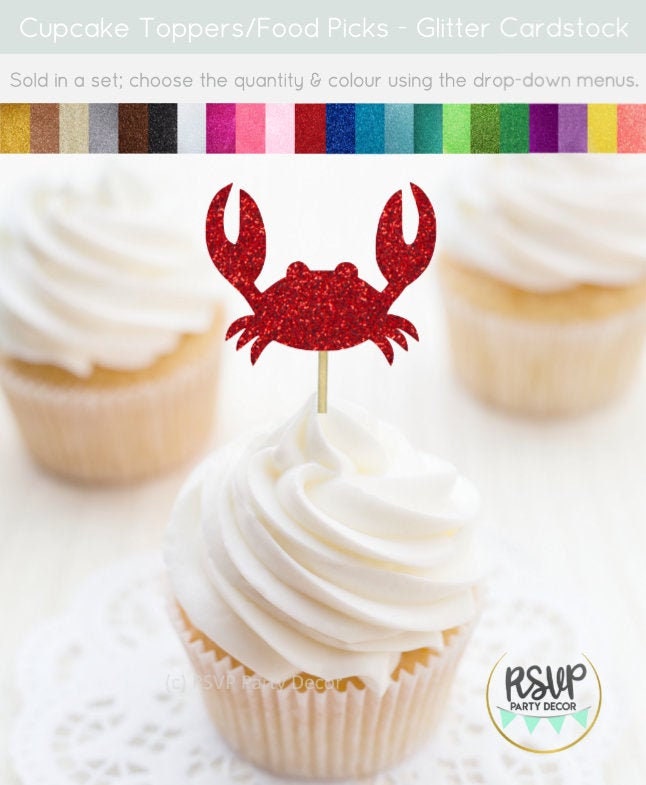 Crab Cupcake Toppers Crab Food Picks Beach Party Decor - Etsy