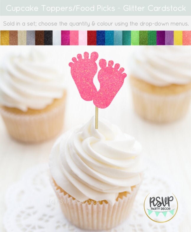 Baby Feet Cupcake Toppers, Baby Feet Food Picks, Baby Shower Toppers ...