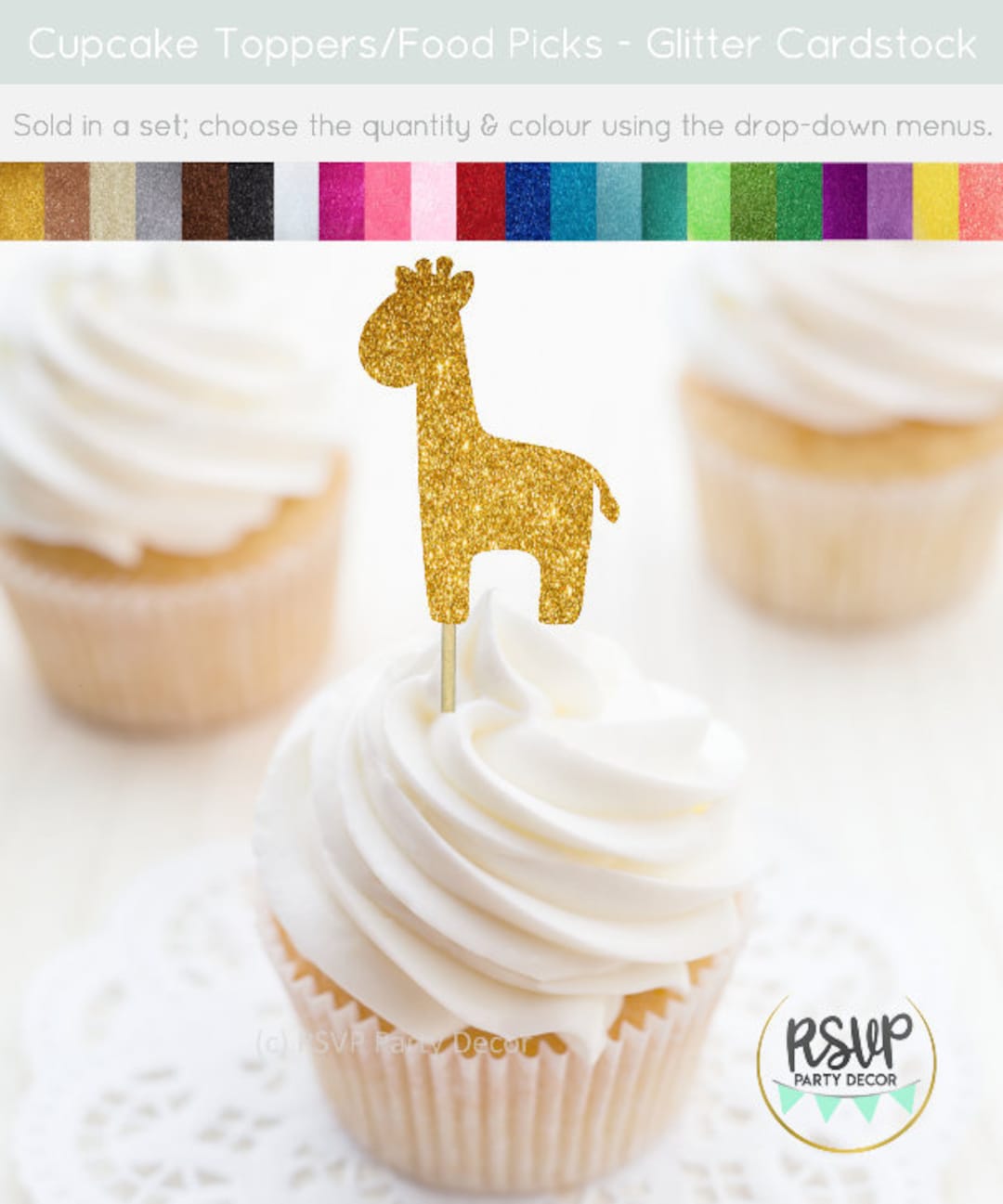 Giraffe Cupcake Toppers, Giraffe Food Picks, Giraffe Theme Baby Shower ...