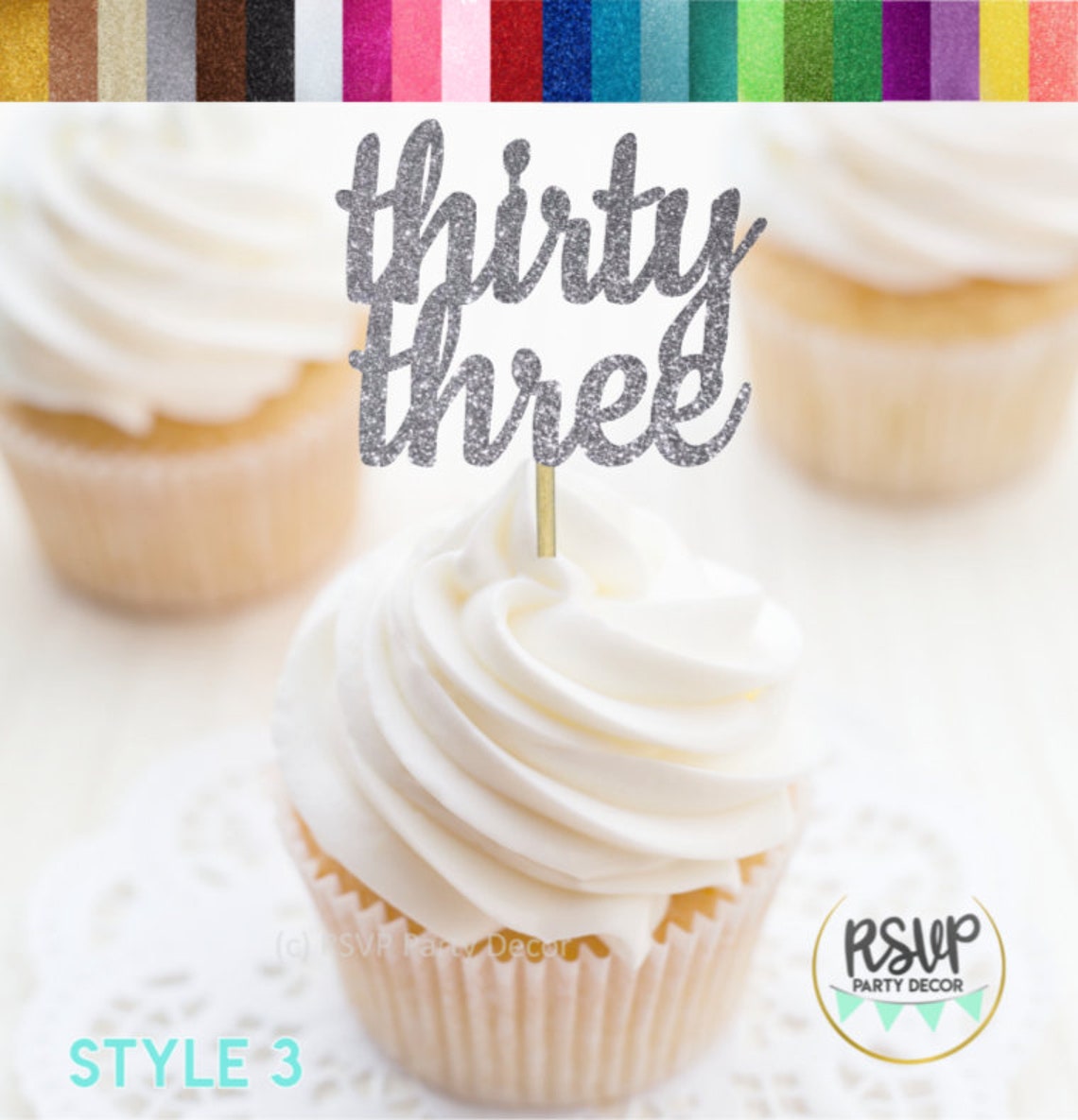 Number 33 Cupcake Toppers Thirty Three Food Picks 33rd - Etsy