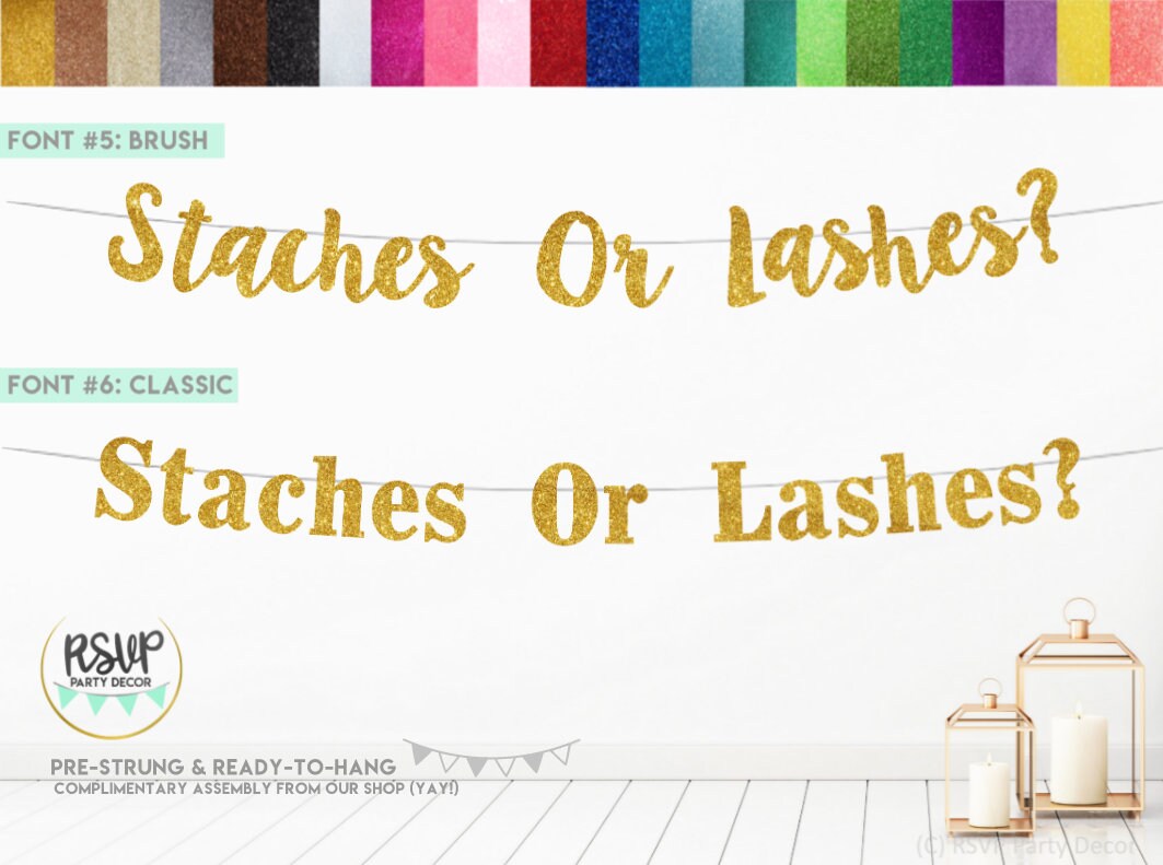 Staches or Lashes? Banner, Gender Reveal Banner, Gender Reveal Party ...
