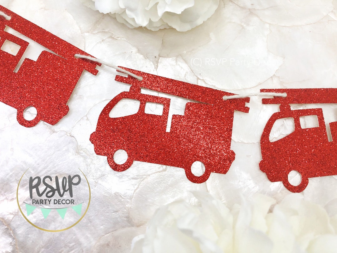 Firetruck Garland, Fire Truck Banner, Fire Fighter Party, Fireman Party ...