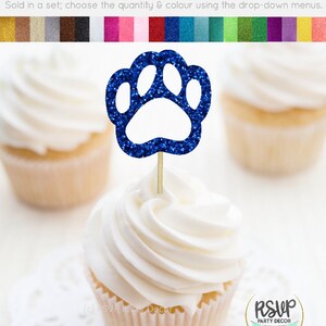 Paw Print Cupcake Toppers, Puppy Cupcake Toppers, Dog Food Picks, Kitty ...