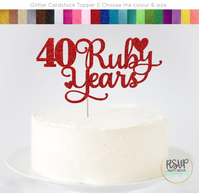 40 Ruby Years Cake Topper Ruby Anniversary Cake Topper Ruby - Etsy