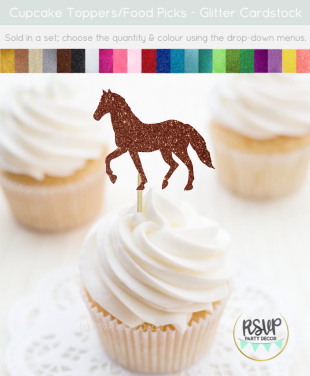 Horse Cupcake Toppers, Horse Themed Party Decor, Derby Cupcake Toppers ...