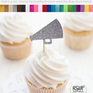 Megaphone Cupcake Toppers, Cheerleading Food Picks, Cheer Party ...