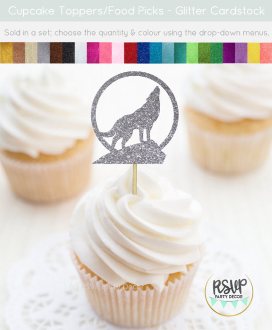 Wolf Cupcake Toppers Werewolf Food Picks Wolf Party | Etsy