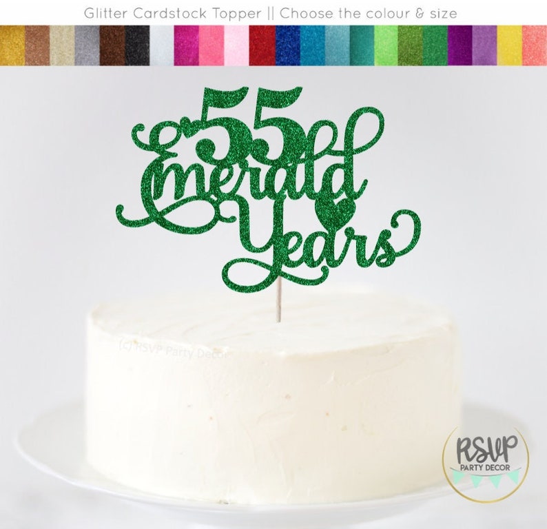 55 Emerald Years Cake Topper Emerald Anniversary Cake Topper | Etsy