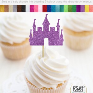 Castle Cupcake Toppers, Glitter Castle Food Picks, Princess Party ...