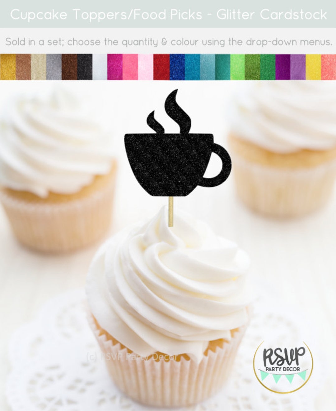 Coffee Mug Cupcake Toppers, Coffee Shop Birthday Party Decor, Coffee ...