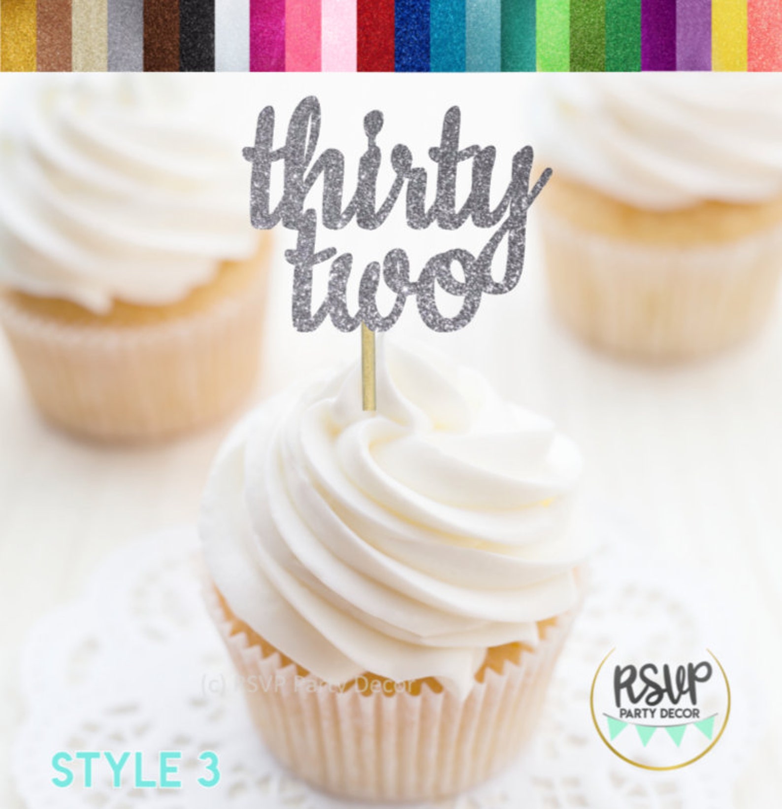 Number 32 Cupcake Toppers Thirty Two Food Picks 32nd - Etsy