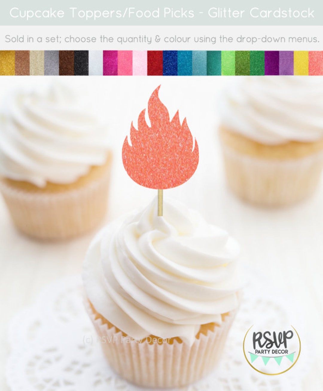 Fire Flame Cupcake Toppers, Firefighter Graduation Party Decor, Fireman ...