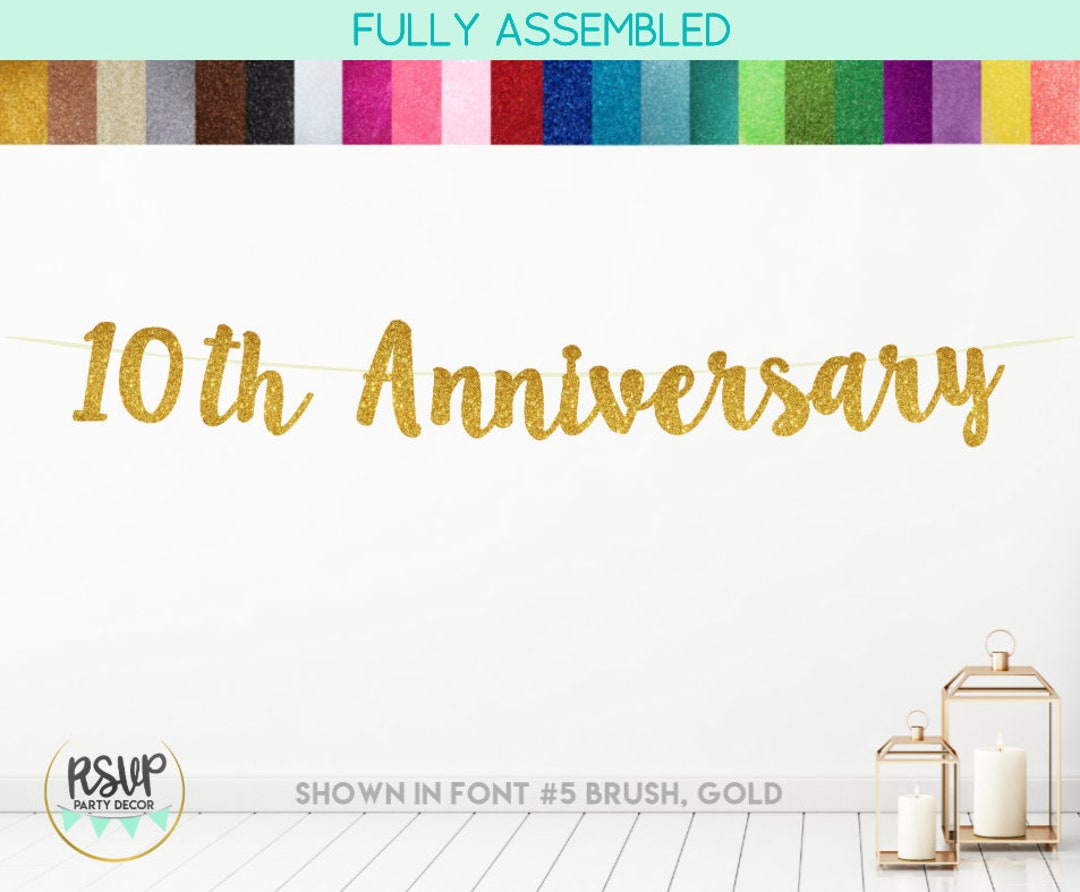 10th Anniversary Banner, 10th Anniversary Party Decorations, Tenth ...