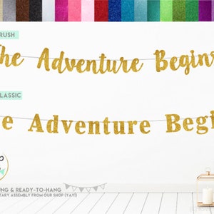The Adventure Begins Banner, Baby Shower Banner, Engagement Banner ...