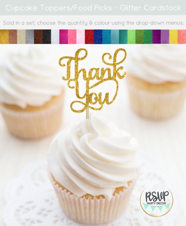 Thank You Cupcake Toppers, Wedding Favor Cupcake Toppers, Retirement ...