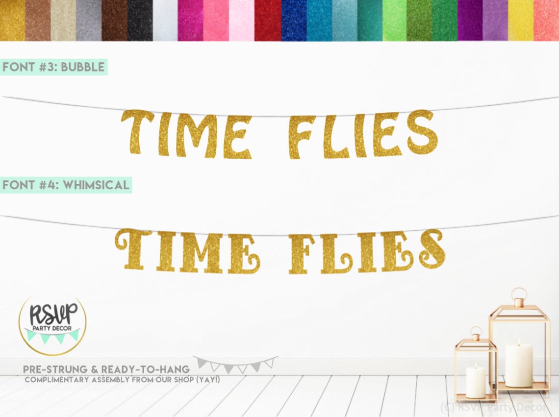 Time Flies Banner, Time Flies Party Decorations, Time Flies Decor, Time ...