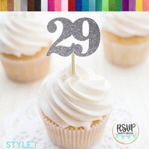 Number 29 Cupcake Toppers, Twenty Nine Food Picks, 29th Birthday ...