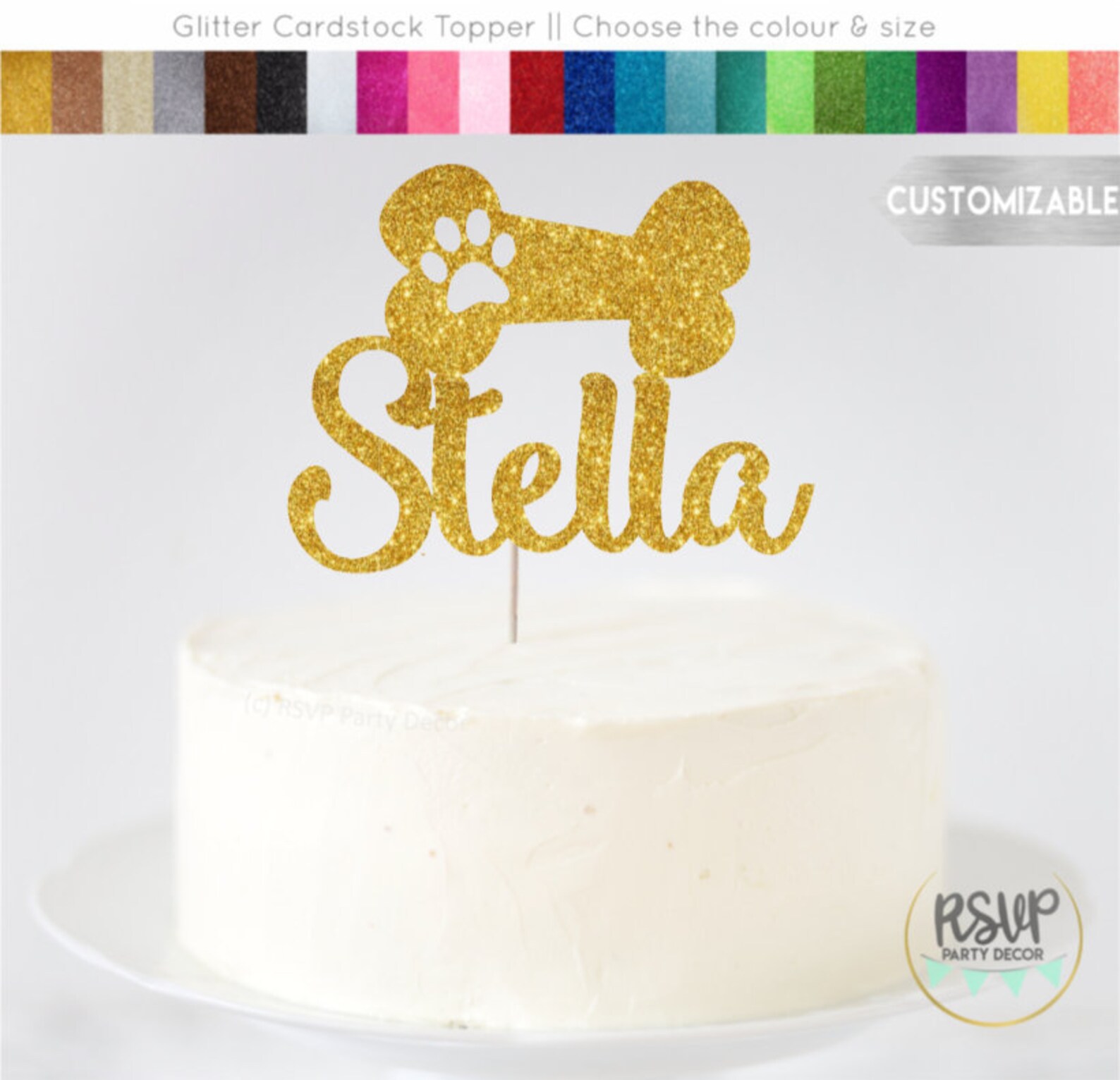 Custom Dog Cake Topper, Bone Cake Topper, Dog Birthday Decorations, Dog ...