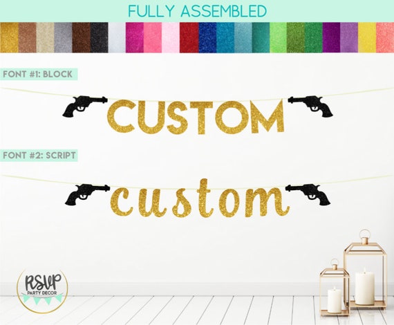 Custom Gun Banner, Police Officer Party Decor, Guns Or Glitter Gender ...
