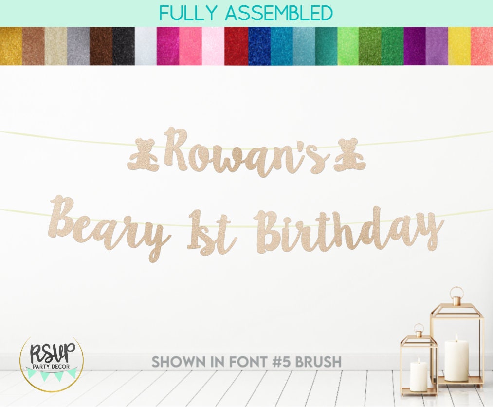 Custom Beary 1st Birthday Banner, Teddy Bear 1st Birthday Bunting, Bear ...