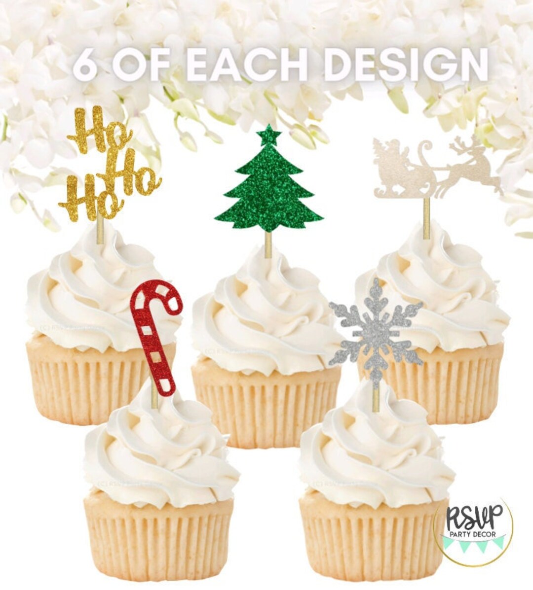 30 PCS Christmas Cupcake Topper Set, Christmas Food Picks, Christmas ...
