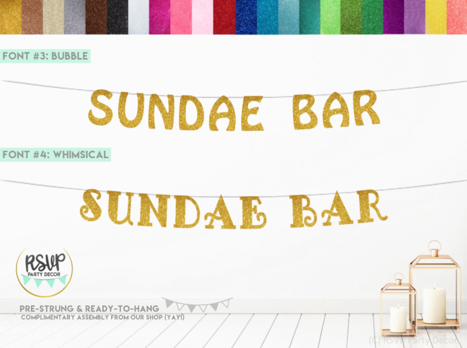 Sundae Bar Banner Sundae Station Sign Ice Cream Bar Banner | Etsy