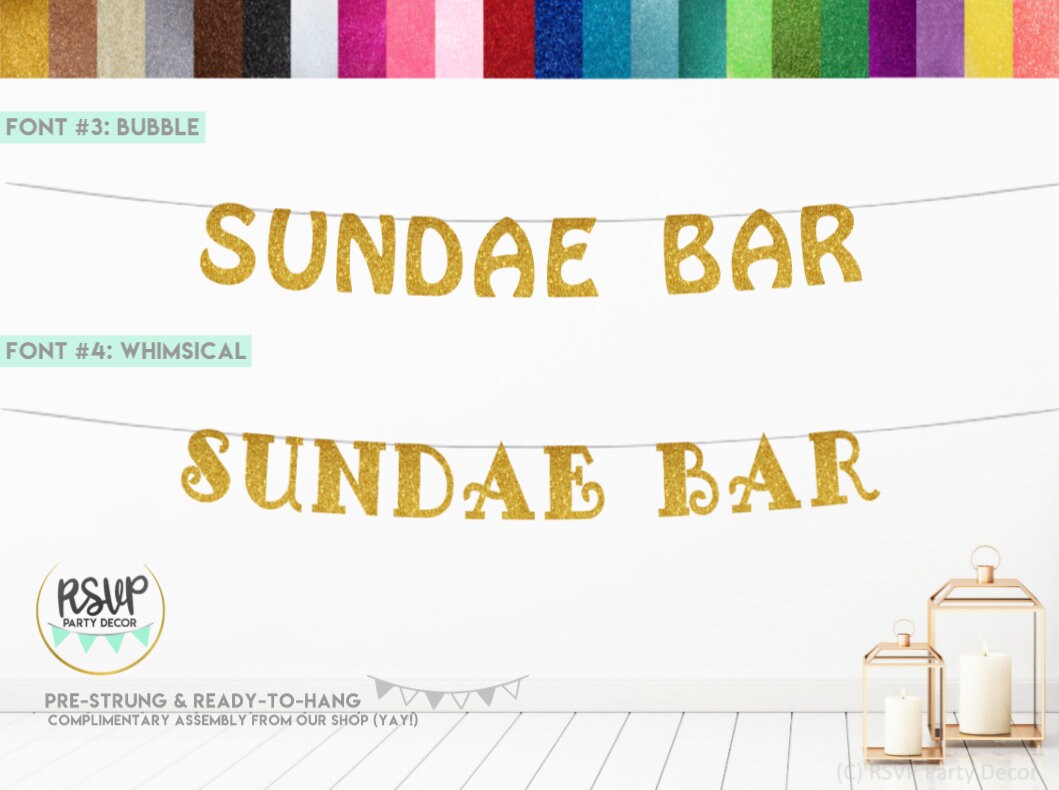 Sundae Bar Banner Sundae Station Sign Ice Cream Bar Banner | Etsy