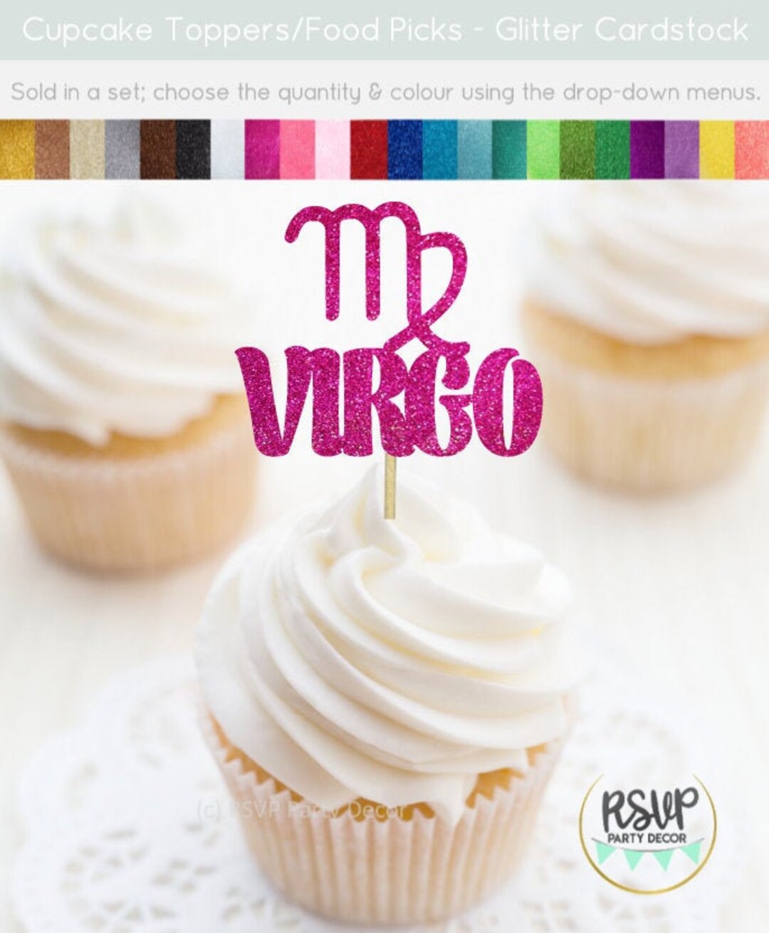 Virgo Cupcake Toppers, Virgo Birthday Party Decor, Zodiac Party Decor ...