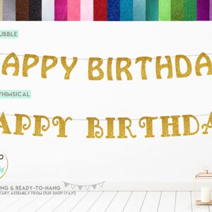 Happy Birthday Banner, Glitter Happy Birthday Sign, Birthday Bunting ...